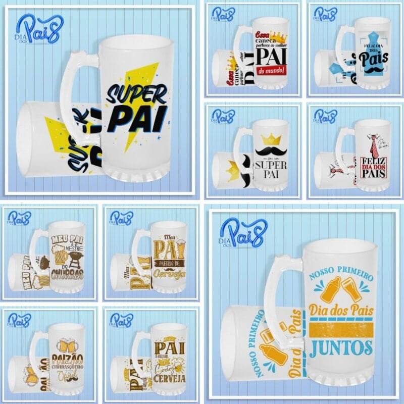 Artes e Vetores para Caneca Chopp Dia dos Pais | Kit 4/22 - Nick Design
