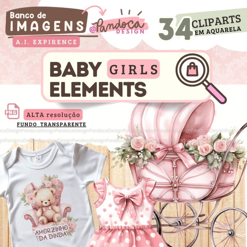 Kit Digital - ClipArt Baby Girl Elements I.A(Pandoca) - Nick Design