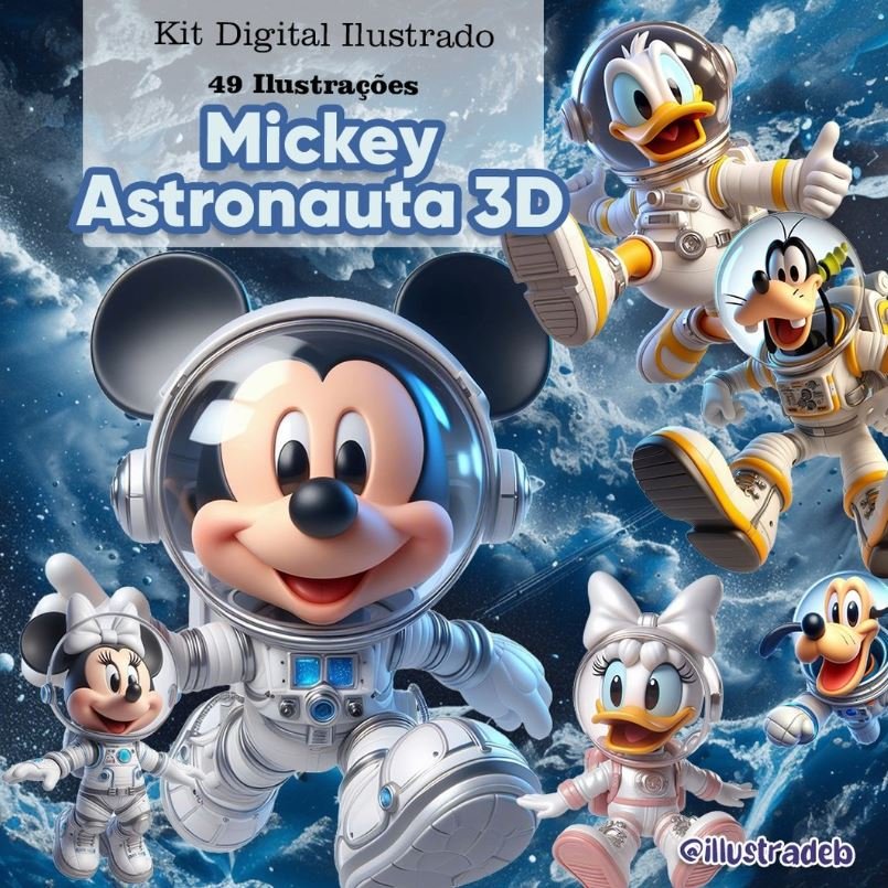 Mickey Astronauta 3D- Kit Digital (Ilustradeb) - Nick Design