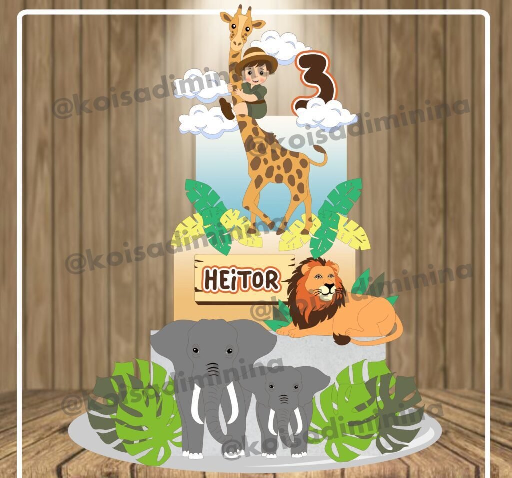 Safari Menino - Topo de Bolo - Nick Design