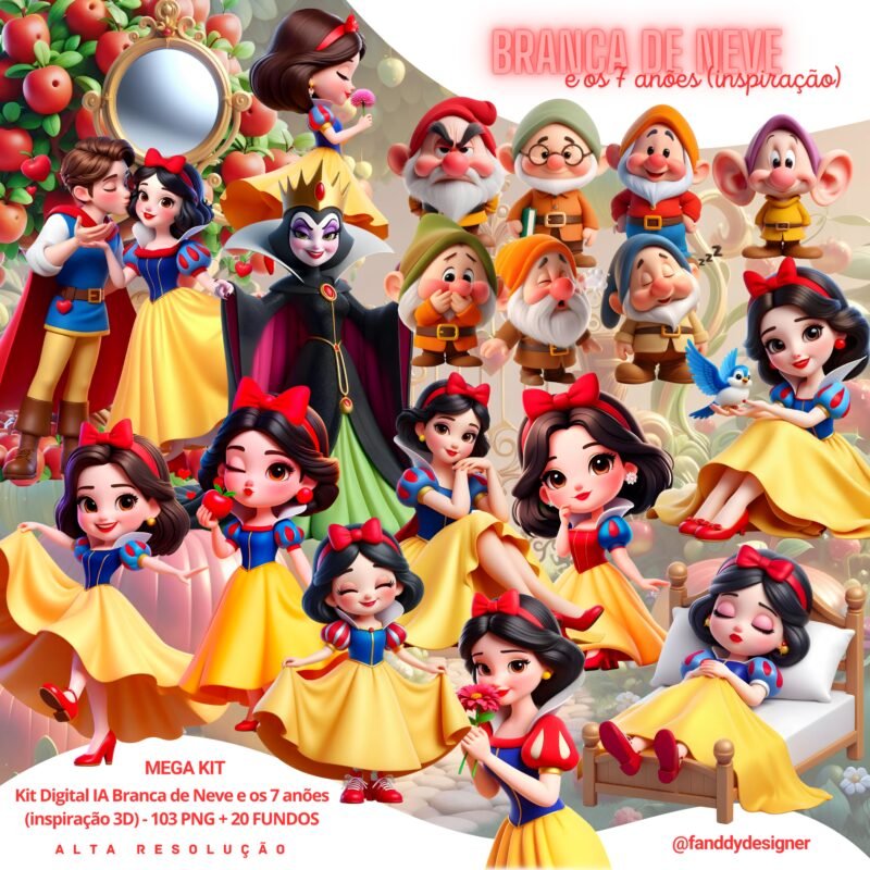 Branca de Neve e os 7 Anões - Kit Digital - Nick Design