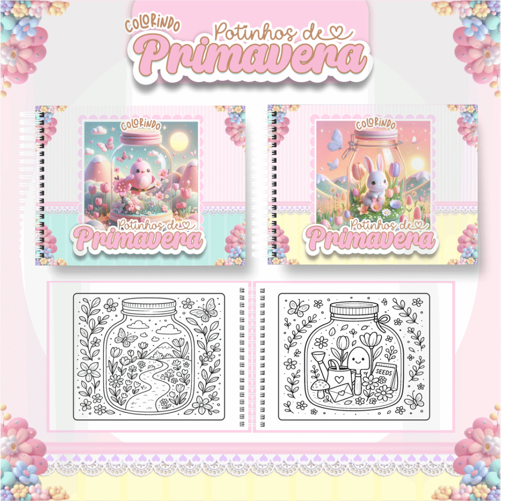 Potinhos de Primavera - Big Livros de Colorir - Nick Design