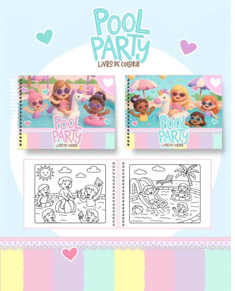 Pool Party - Big Livros de Colorir - Nick Design