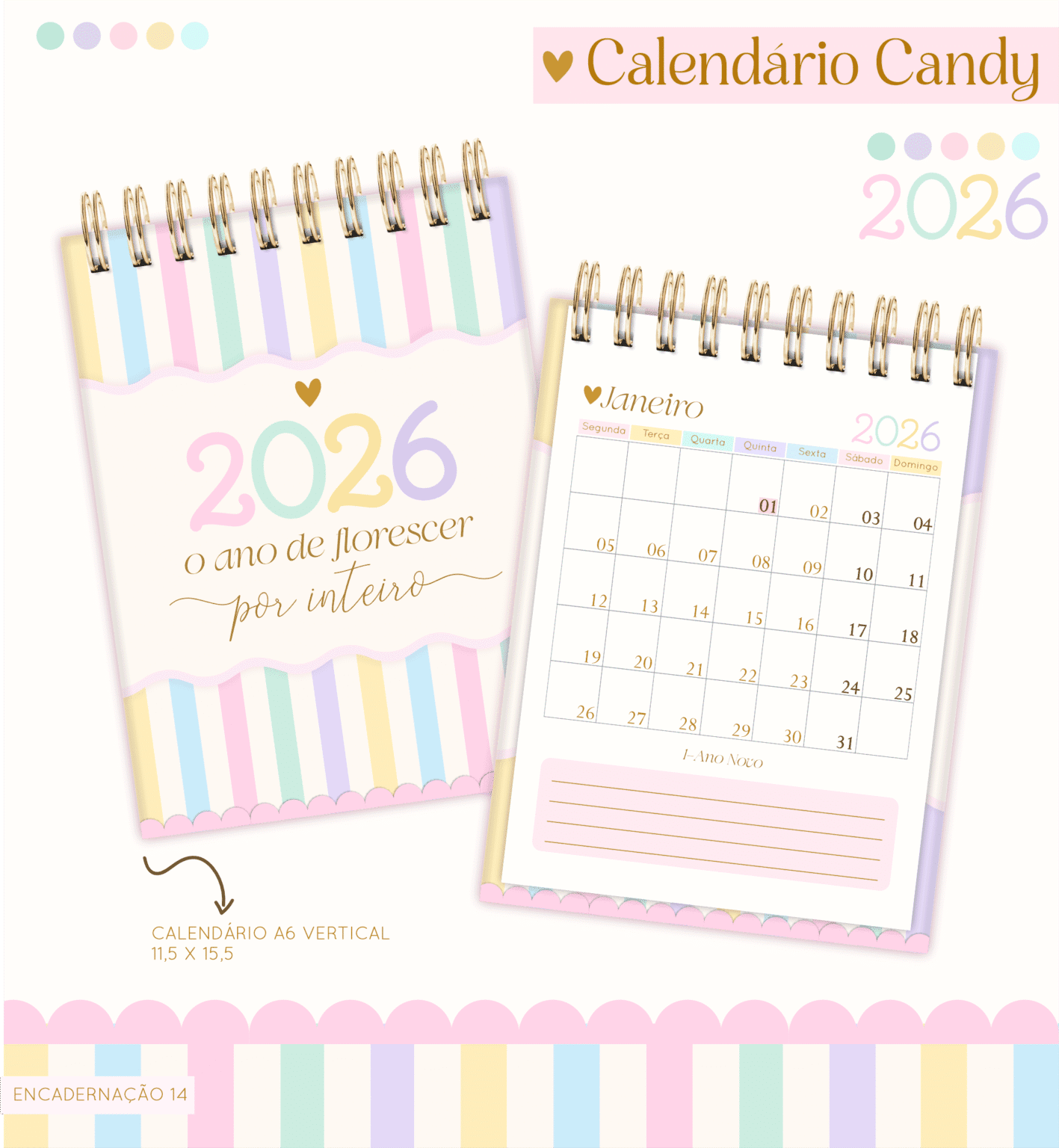 COMBO Calendários Candy 2026 (Lina) - Nick Design