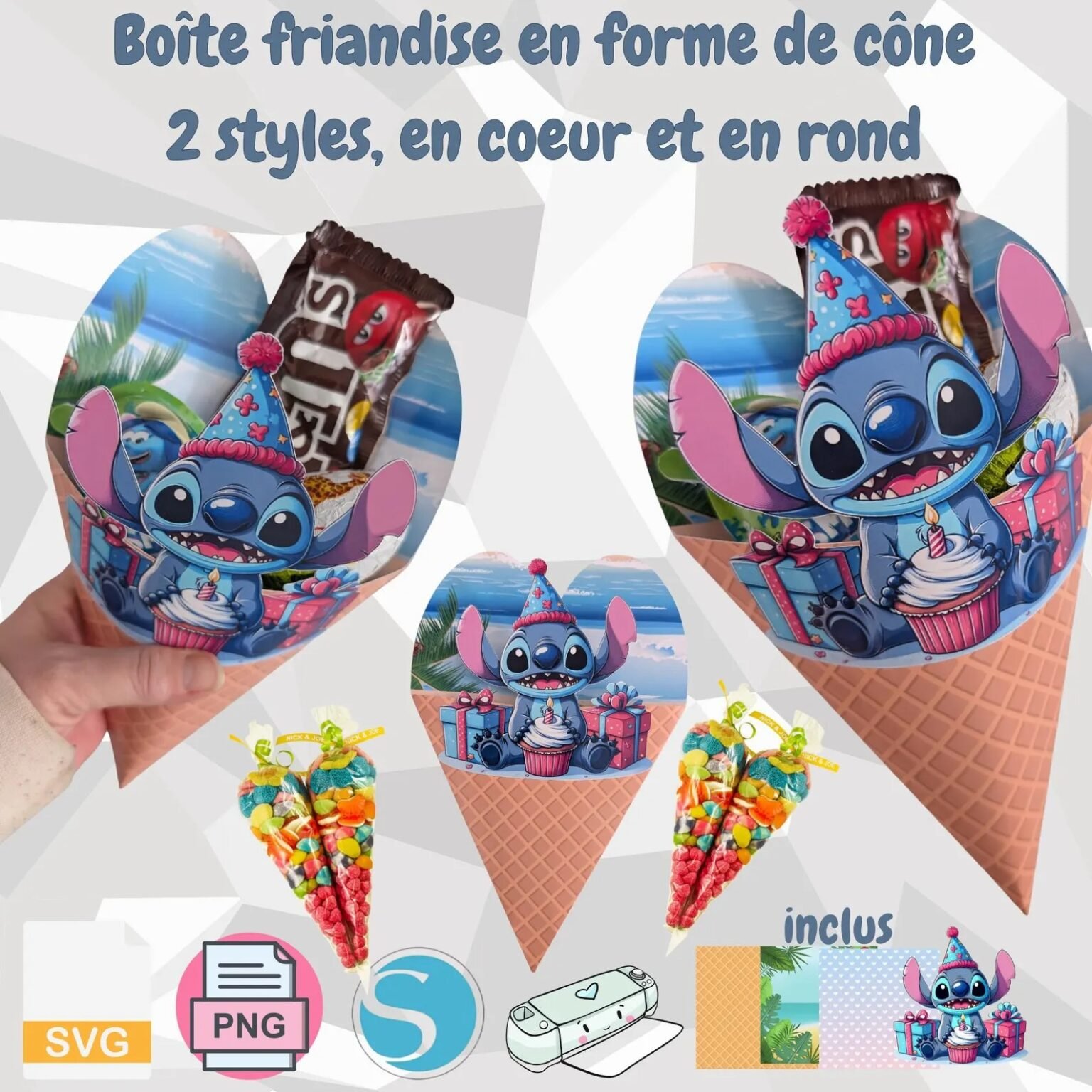 Molde Caixa de Doces - Formato de Cone - Nick Design